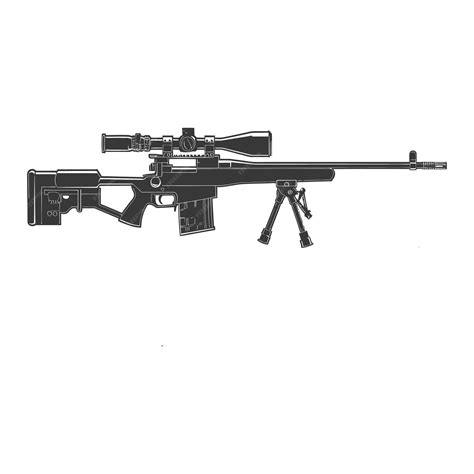 Silhouette Sniper Rifle Gun Military Weapon Black Color Only Premium