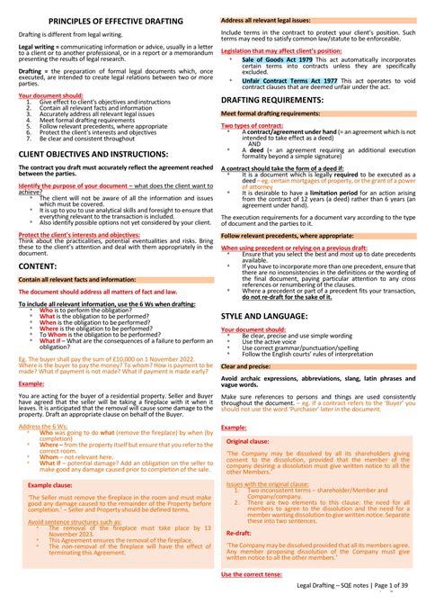 Legal Drafting Sqe2 Notes For Sqe2 Exam 2025 Edition