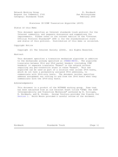 rfc2765 stateless ip icmp translation algorithm siit pdf home
