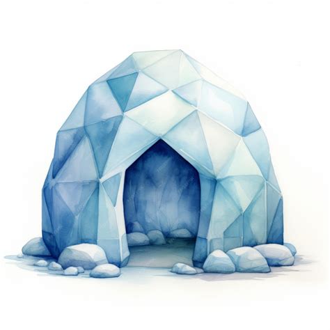 Premium Photo Frozen Beauty Serene Watercolor Ice Igloo In Light Blue