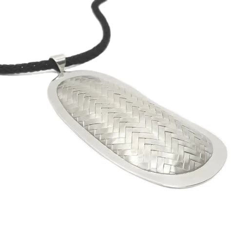 Sterling Silver Woven Detail Pendant Necklace Lolo Mexican Mercadito