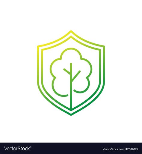 Tree Protection Line Icon On White Royalty Free Vector Image