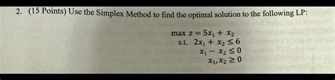 Solved Points Use The Simplex Method To Find The Chegg