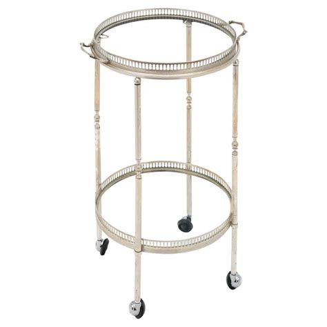 Vintage Round Brass And Glass Bar Cart At 1stdibs
