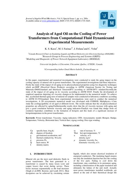 Pdf Analysis Of Aged Oil On The Cooling Of Power Transformers From Computational Fluid