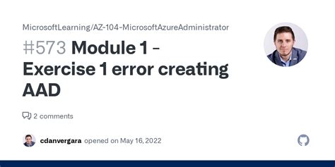 Module 1 Exercise 1 Error Creating Aad · Issue 573