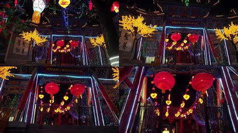 城隍庙春节乐都区夜景灯光艺术节视频素材下载