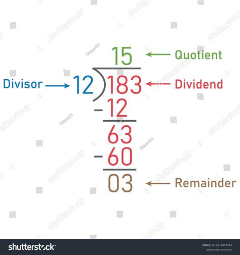 Long Division Steps Parts Division Properties Stock Vector Royalty