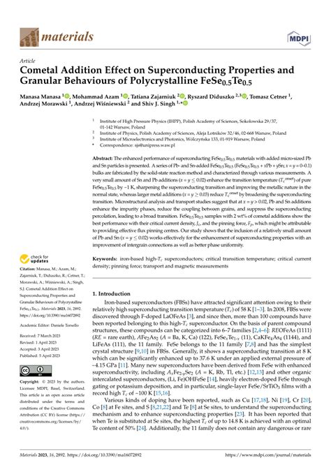 Pdf Cometal Addition Effect On Superconducting Properties And