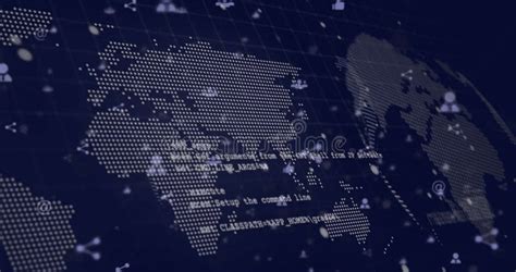 Image Of Media Icons Over World Map And Processing Data Stock Illustration Illustration Of