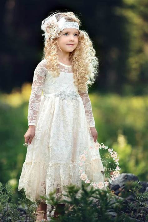 Ivory Lace Flower Girl Dressivory Bohemian Flower Girl Etsy