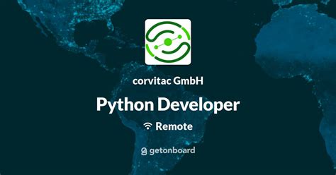 Python Developer At Corvitac GmbH Remote Work From Home Get On Board