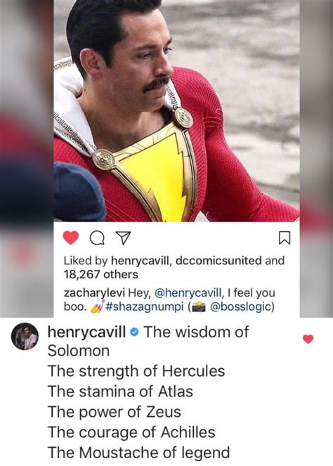 Zachary Levi Y Henry Cavill Se Trolean Con El Bigote De Shazam Y
