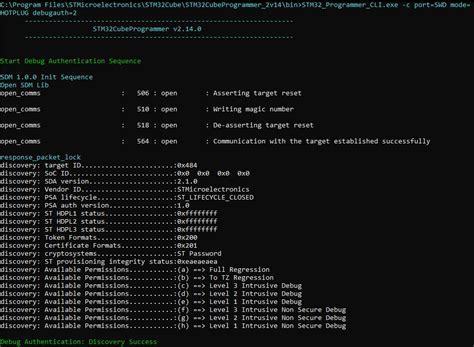 implementing debug authentication on stm32h5 using