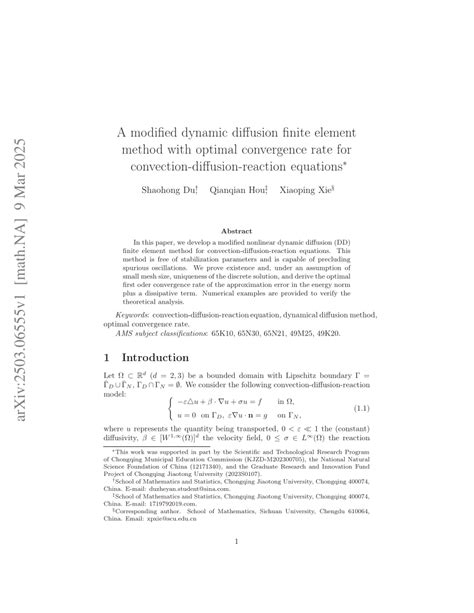Pdf A Modified Dynamic Diffusion Finite Element Method With Optimal Convergence Rate For