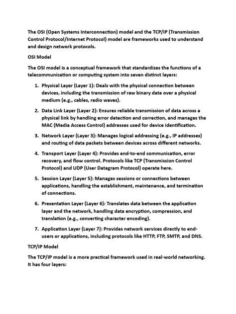 Osi And Tcpip Pdf Internet Protocol Suite Osi Model