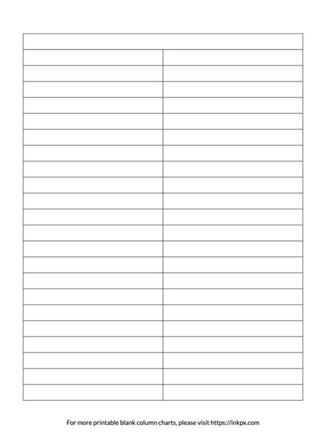 Printable Merged Header Blank 2 Column Char Template Writing Paper Template Printables Column