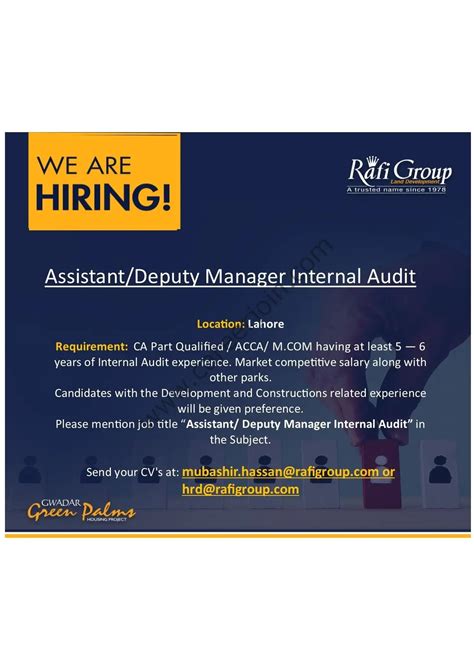 Rafi Group Jobs Assistant Deputy Manager Internal Audit