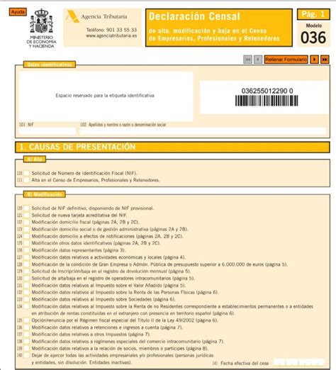 Modelo 036 Para qué sirve cómo se rellena y cómo se presenta Ayuda