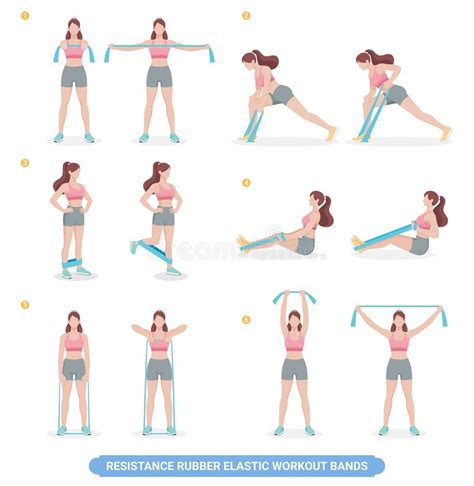 Resistance Rubber Elastic Women Workout Bands Illustration Stock Vector