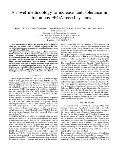 pdf a novel methodology to increase fault tolerance in autonomous