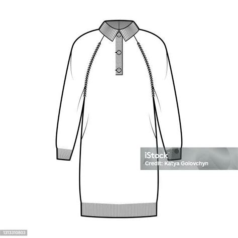 ชุดโปโลเสื้อกันหนาวภาพประกอบแฟชั่นทางเทคนิคกับซี่โครงคอเฮนลีย์ คอ