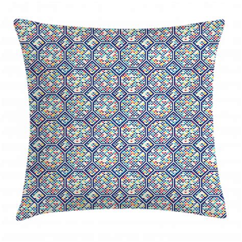 Geometric Throw Pillow Cushion Cover Abstract Pattern Of Triangles And Hexagons As Continuous