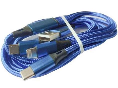 Купить Кабель 3 in 1 C-type, micro USB ,Iphone Lightning 1.2метра синій ...