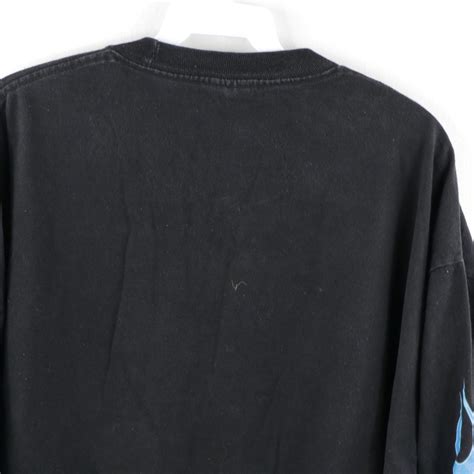 Vintage 90s Fire Flames Motorcycle T Shirt Black Gem