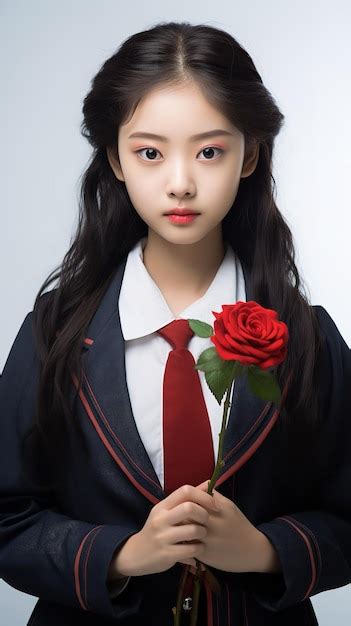 Portrait Of A Korean College Girl In Valentines Day Look Attractive