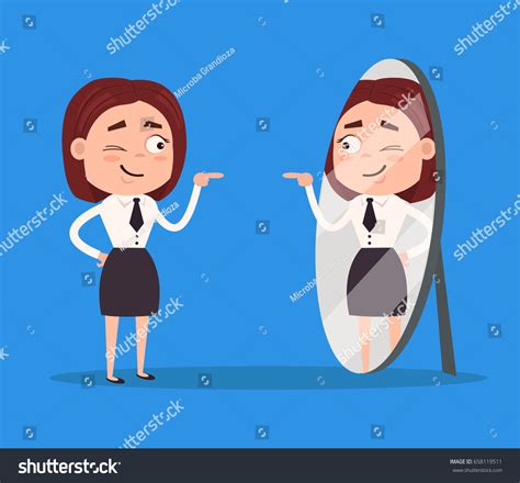 Happy Smiling Narcissistic Business Woman Office Stock Vector Royalty