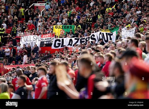 Manchester United With Glazers Out Banners In The Stands During The