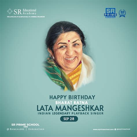 Happy Birthday Lata Mangeshkar S R Educational Academy