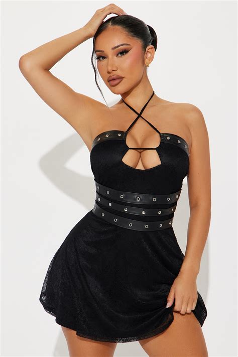 Anya Lace Micro Mini Dress Black Fashion Nova