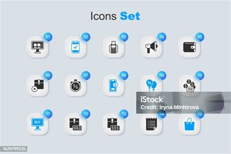 위시리스트 템플릿 스톱워치 퍼센트 할인 모바일 쇼핑 구매 버튼 종이 봉지 세금 납부 온라인 화면 및 달러 아이콘을 설정합니다 벡터 0명에 대한 스톡 벡터 아트 및 기타