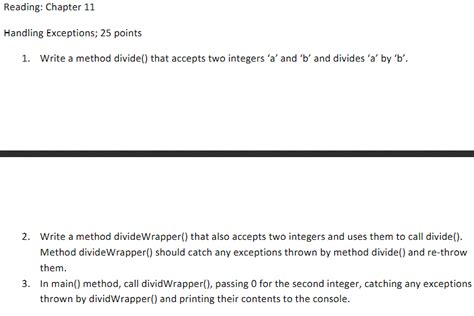 Solved Reading Chapter 11 Handling Exceptions 25 Points 1