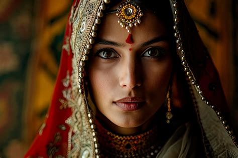 Portrait Dune Belle Jeune Femme Indienne Avec Sari Photo Gratuite
