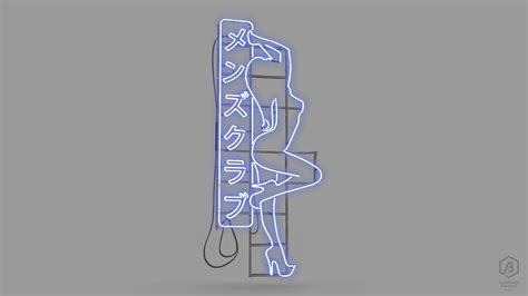 3d Model Game Ready Japanese Signs Set Sign Neon Girl Vr Ar Low