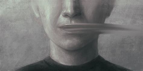 표현의 자유와 검열의 자유의 개념 아이디어 초현실적 인 그림 초상화 삽화 정치 예술 난민에 대한 스톡 벡터 아트 및 기타 이미지