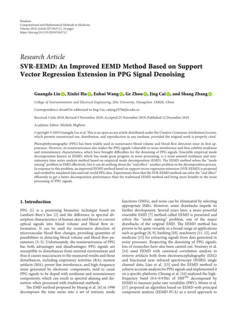 Pdf Svr Eemd An Improved Eemd Method Based On Support Vector Regression Extension In Ppg