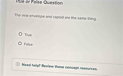 Solved True Or False Question The Viral Envelope And Capsid Are The