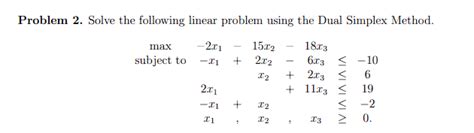 Solved Problem 2 Solve The Following Linear Problem Using