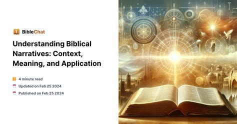 Understanding Biblical Narratives Context Meaning And Application