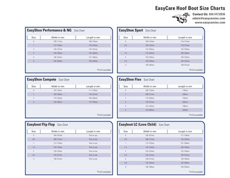 Hoof Boot Size Charts Tables Download Printable PDF Templateroller