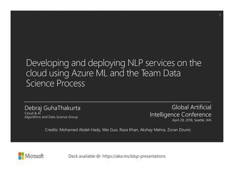 Developing And Deploying NLP Services On The Cloud Using Azure ML And The Team Data Science