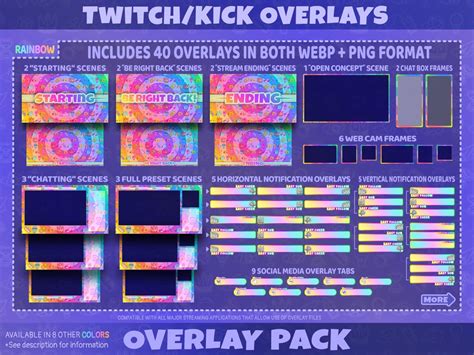 Rainbow Stream Overlay Bundle Twitch Youtube Kick Digital Download Etsy