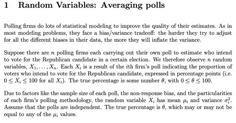 1 Random Variables Averaging Polls Polling Firms Do