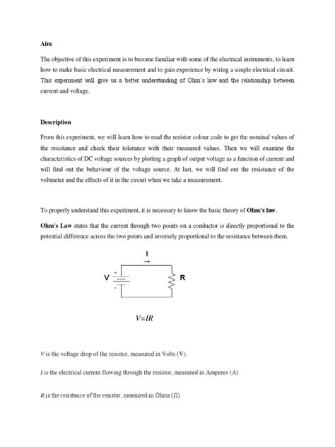Lab Reports On Electrical Measurement Electrical Resistance And Conductance Voltage Free