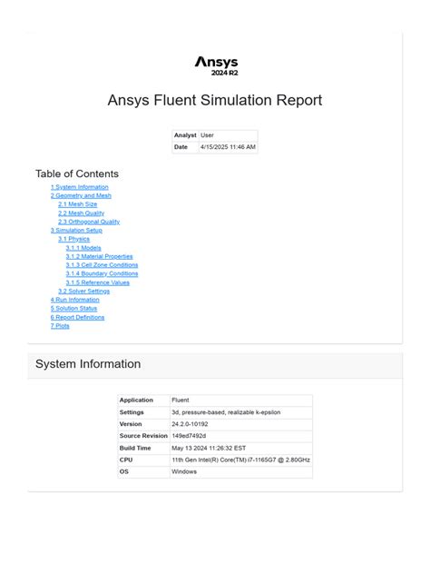 Ansys Fluent Simulation Report Pdf Turbulence Viscosity