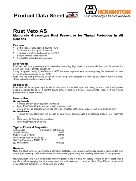 Product Data Sheet Rust Veto As Multigrade Grease Type Rust Preventive